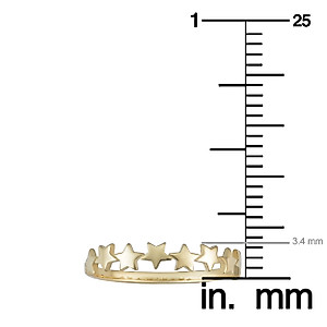 Kooljewelry 14k Yellow Gold Row of Star Minimalist Ring (size 7)