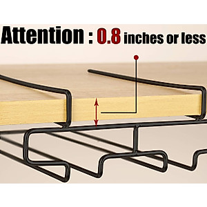 Bafvt Wine Glass Holder - Stemware Rack Under Cabinet - 304 Stainless Steel Hanger Storage Shelf, Fit for The Cabinet 0.8“ or Less (black, 3 Rows)