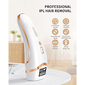Laser Hair Removal for Women Permanent IPL Face Leg Arm Back Whole Body Hair Remover, 999,999 Flashes FDA Cleared Home Use Device