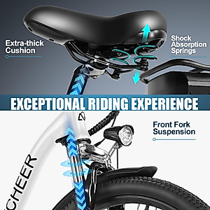 ANCHEER Electric Bike for Adults, 48V 499Wh Ebike, 26" City Commuter Bike with 48V Removable Battery, Up to 55 Miles, 3H Fast Charge, 7-Speed, Step-Thru Cruiser Bike for Women Men, UL 2849 Certified