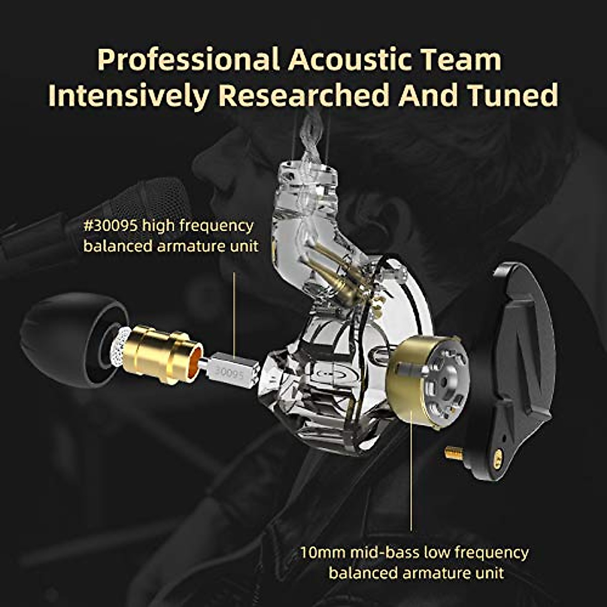 erjigo KZ ZSN PRO X Hybrid Banlance Armature with Dynamic in-Ear Earphone ERJIGO ZSNPROX 1BA+1DD HiFi Headset ZSNPRO X erabuds (with Mic, Black)