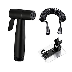 UERVPS Black Portable Bidet Sprayer Stainless Steel Toilet Bidet Faucet for Bathroom Hand Sprayer Shower Head Self Cleaning Bathroom Shower Drencher(Bidet Faucet Set)