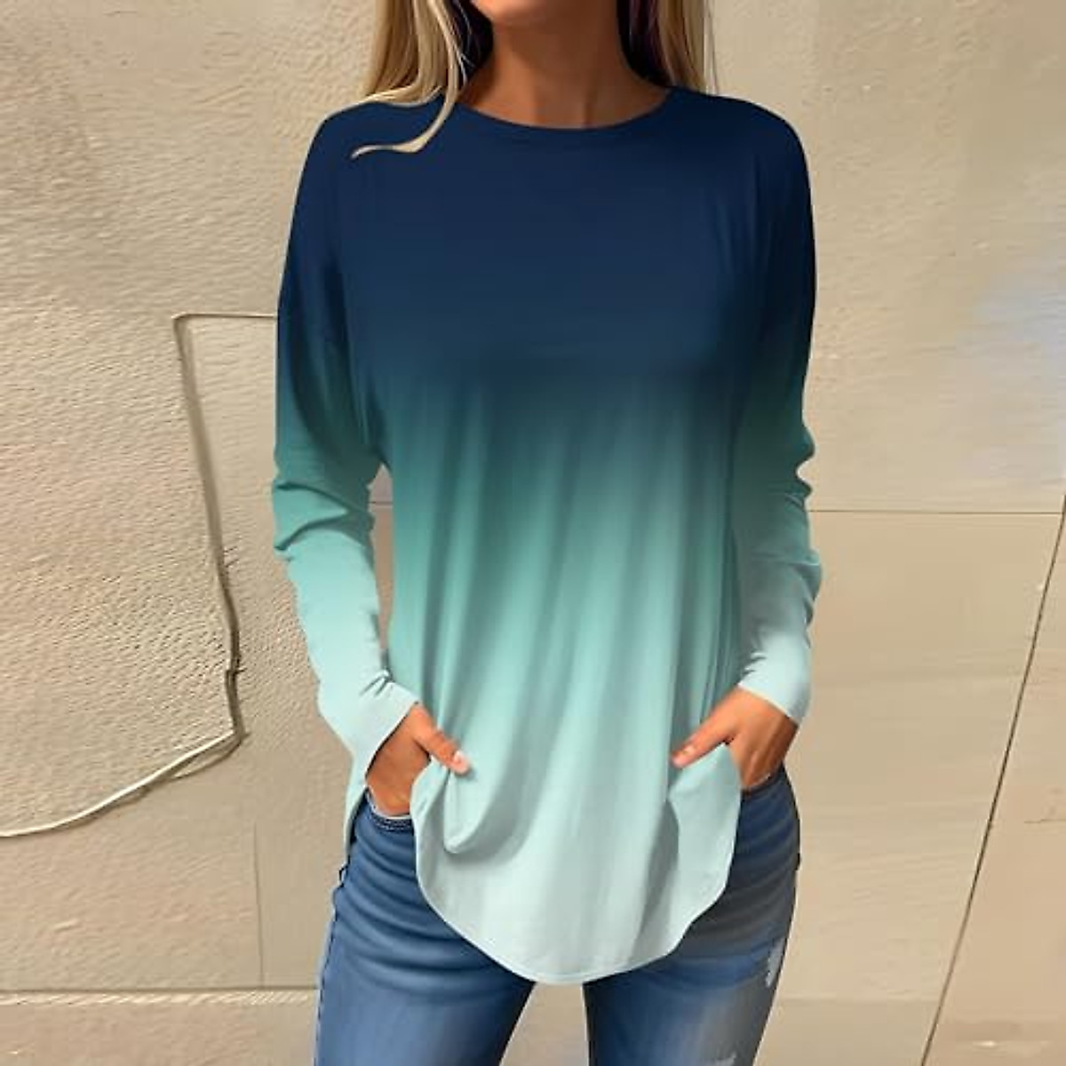 JJHAEVDY Christmas Fall Fashion Shirts for Women Going Sweatshirt Trendy Dressy Shirts Loose Fit Outfits Oversized Crewneck Sweatshirt Women Clothes(2-Light Blue,XX-Large)