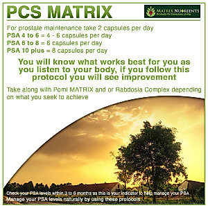 PCS Matrix - Lower PSA Levels for Healthy Prostate - 100% Natural Ingredients: Saw Palmetto, Rabdosia, Scute, Plantago Focium, Chrysantaomum, Ganoderma, Lotus Seed - Vegan Capsules (120ct)