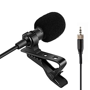 Sujeetec Lavalier Microphone Lapel Microphone Compatible with Sennheiser Wireless Transmitter - Unidirectional Condenser Mic – 3.5mm Screw Lock Plug