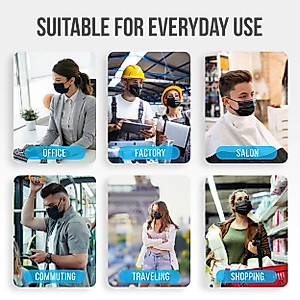 SereneLife 50 Count Disposable Face Masks | Breathable 3-Ply Layers | Made from Non-Woven Fabric | Comfortable Earloops | Daily Use & Personal Care | Easy to Use & Disposable | For Adults (Black)