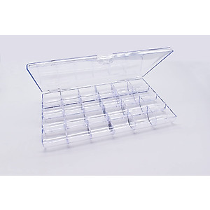 LIFOOST 24 Slots Rhinestone Box Storage Containers Empty Clear Nail Art Decoration Storage Box for Nail Glitter Jewelry Crystal Diamond Accessories