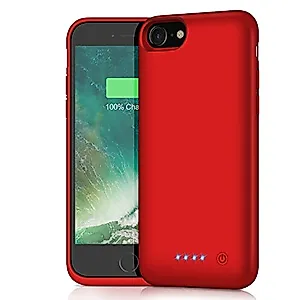 Battery Case for iPhone 8/7/6s/6/SE(2020),[6000mAh] Protective Portable Charging Case Rechargeable Charger Case Extended Battery Pack for Apple iPhone 8/7/6s/6/SE(2020) (4.7inch)-Red