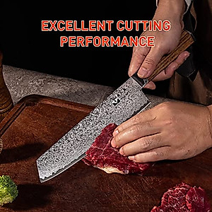 FUJUNI Kiritsuke Damascus Chef Knife 8 inch Kitchen VG-10 Damascus Super Steel 67-Layer Razor Sharp Kiritsuke Knife with Natural Wood Handle Gift Box for Home and Restaurant