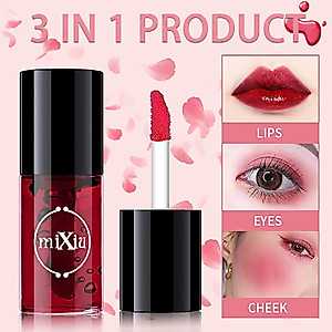 3 Colors Lip Stain Tint Set, Waterproof&Long Lasting Mini Liquid Lipstick Hydrating Moisturizing Lip Cheeks And Eyes,Natural Glossy Korean Lip Tint Stain Easy Application, Non-Stick(1#2#3)