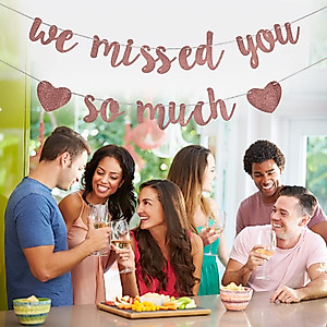 Welcome Home Decorations We Missed You So Much Banner, Rose Gold Welcome Back Home Family Party Sign Decor, Patriotic Military Homecoming Army Deployment Returning Back Party Supplies