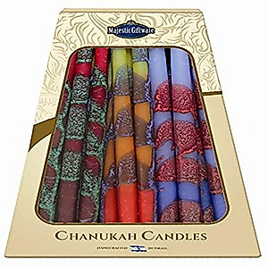 Majestic Giftware 45-Pack Safed Handcrafted Hanukkah Candles, 6 Inch, Blue/Yellow/Red (CP20)