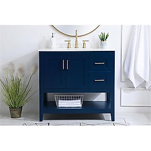 Elegant Kitchen and Bath 36 inch Single Bathroom Vanity Cabinet - Blue