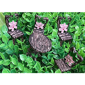 6PCS Miniature Table and Chairs Set, Fairy Garden Furniture Ornaments Kit for Dollhouse Accessories Home Micro Landscape Decoration