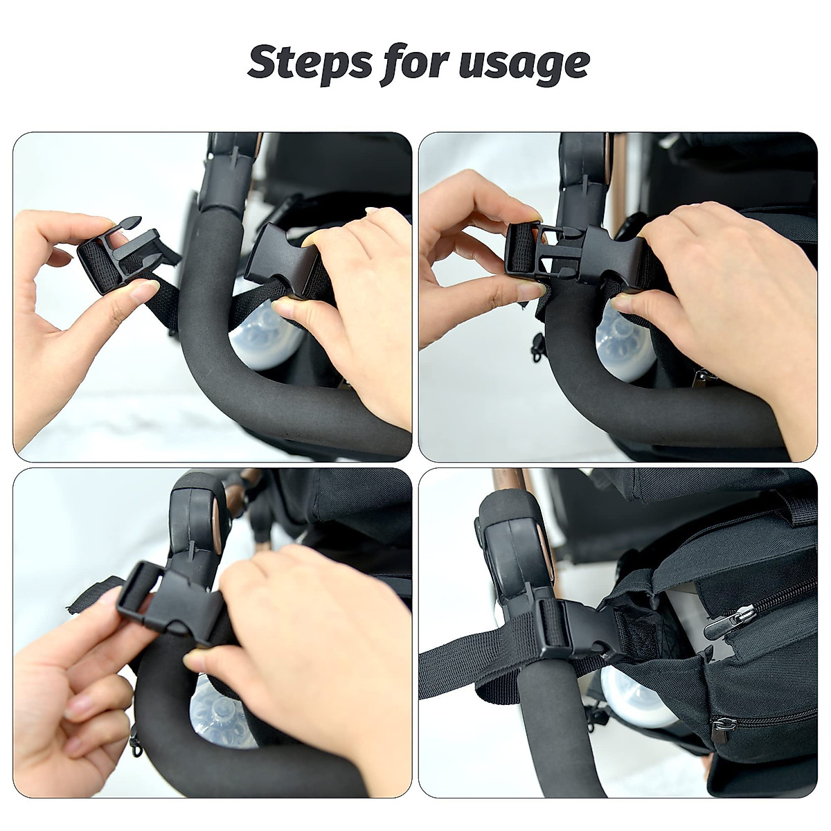 Miracle Baby Stroller Organizer Bag for Mom,Universal Stroller Storage Caddy Diaper Bag- Compatible with Most Stroller - Multifunctional Larg(Black)