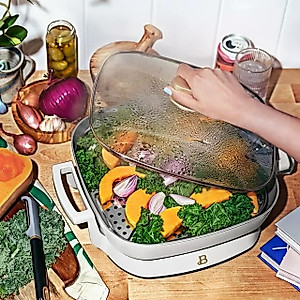 Thcbme 5 in 1 Electric Skillet - Expandable up to 7 Qt with Glass Lid (White Icing), 4SFSS1