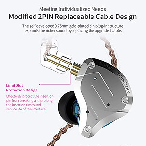 KZ ZS10 Pro in Ear Monitor Wired Headphone, KZ HiFi Earbuds in Ear Monitor Headphone with 4 Balanced Armatures and 1 Dynamic Drivers Professional Headphone for Drummer Musician (Blue No Mic)……