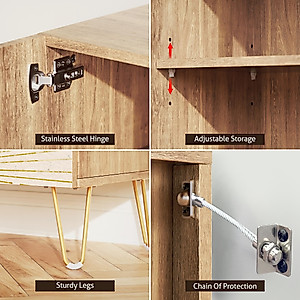 SIGNWIN Sideboard Buffet Cabinet, Kitchen Storage Cabinet with 2 Doors, Golden Rising Shining Sun Horizon, Cupboard Console Table for Dining Room - 35" L x 18" W x 29" H