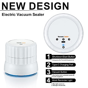 Electric Vacuum Sealer For Mason Jar - Handheld Vacuum Pump For Mason Lids Canning Jars Air Remover Attachment Wide Mouth Regular Mouth Jar Vacuum Seal Kit Vacuum Sealing Accessories For Food Storage