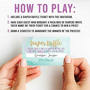 25 Baby Shower Diaper Raffle Tickets For Baby Shower Girl - Mermaid Baby Shower Games For Girls, Diaper Raffle Cards, Baby Raffle Tickets, Baby Shower Invitation Inserts, Baby Shower Ideas