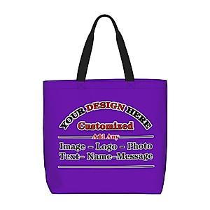 Custom Personalized Tote Bag Custom Bags Women Shoulder Handbag Dark Purple Customize Totes With Your Team Logo Text Image Customized Gifts