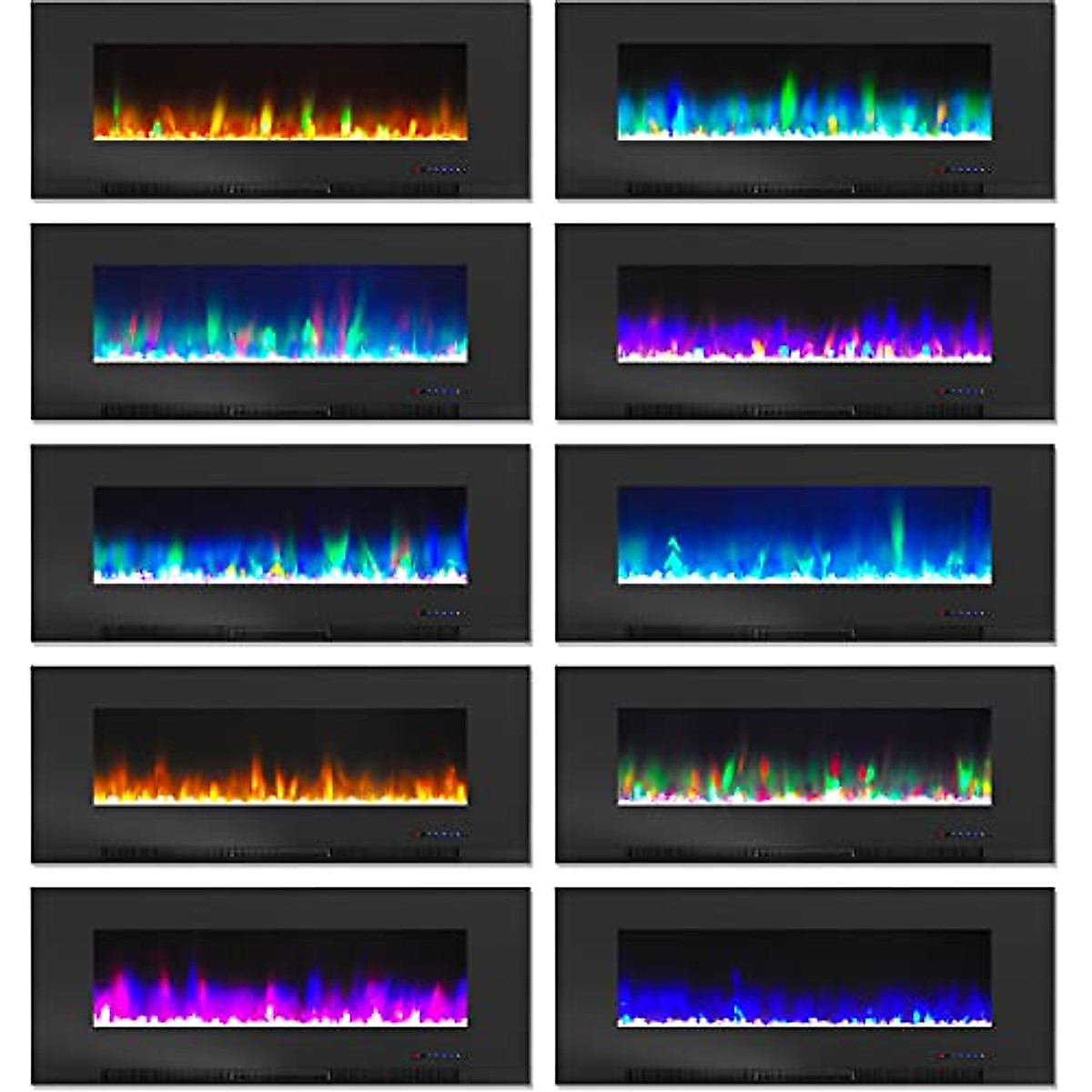Cambridge San Jose 57'' Electric Fireplace with Crystal Insert, Multi-Color LED Flame, Remote, and Adjustable Heat Settings