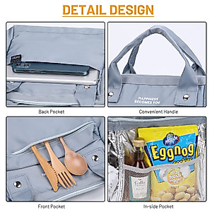 Charcy Lunch Bag for Women, Large Lunch Box for Men Heavy Duty, Reusable Lunch Tote for Work - Blue - Upgrated