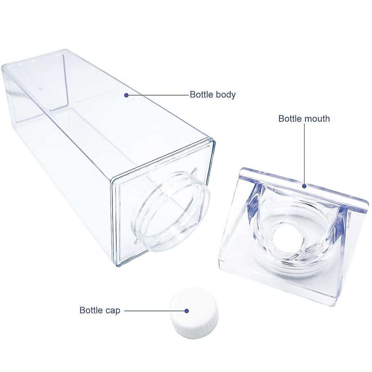 FveBzem 17Oz 500ml Milk Carton Water Bottle with Cleaning Brush BPA Free Reusable Milk Carton Shaped Water Bottle Leakproof Juice Tea Jug for Travelling Sports Camping Outdoor Activities