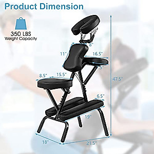 Giantex Portable Light Weight Massage Chair Travel Massage Tattoo Spa Chair w/Carrying Bag