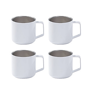 PYD Life Sublimation Kids Tumblers Coffee Cups 12 OZ White Stainless Steel Milk Mugs Coffee Travel Camping Outdoor Mugs for Cricut Mug Press Tumbler Press Sublimation Print 4 Pack