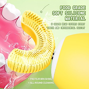 RexCodar Kids Electric Toothbrush,U Shaped Ultrasonic Automatic Toothbrush IPX7 Waterproof Toothbrush with 5 Smart Modes (Cartoon Duck,Ages 6-12)