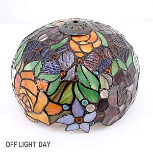 WERFACTORY Tiffany Floor Lamp Red Rose Flower Stained Glass Light 10X10X66 Inches Pole Torchiere Standing Corner Torch Uplight Decor Bedroom Living Room Home Office S001 Series