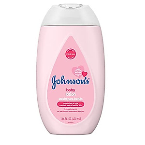 Johnson's Moisturizing Mild Pink Baby Lotion with Coconut Oil for Delicate Baby Skin, Paraben-, Phthalate- & Dye-Free, Hypoallergenic & Dermatologist-Tested, Baby Skin Care, 13.6 Fl. Oz