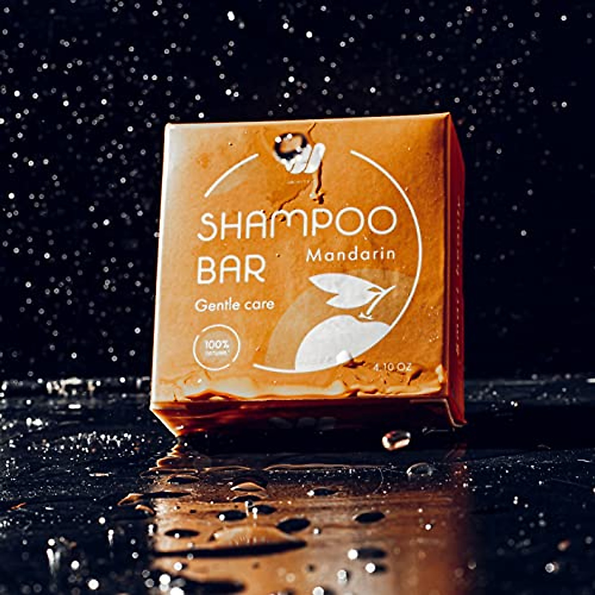 Eco-Friendly Solid Shampoo Bar for All Hair Types, Sustainable Natural Shampoo, Plastic Free, pH Balanced, Vegan, Plant Based, 100% Compostable and Zero Waste, 4.10oz (Mandarin)