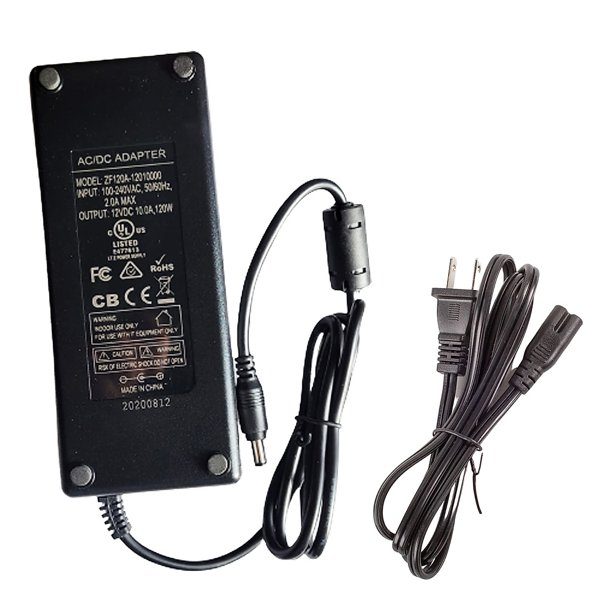 UL Listed AC 100-240V to DC 12V 10A 120w LED Light AC Adapter High Power Switching Power Supply US Plug for LED Strip Light