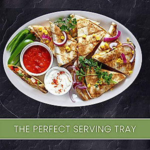 Plasticpro Plastic Oval Serving Trays - Serving Platters Oval 11 X 16 Disposable Party Dish White Pack of 4