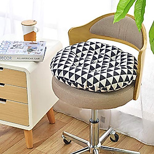 vctops Bohemian Soft Round Chair Pad Garden Patio Home Kitchen Office Seat Cushion Black White Diameter 16"