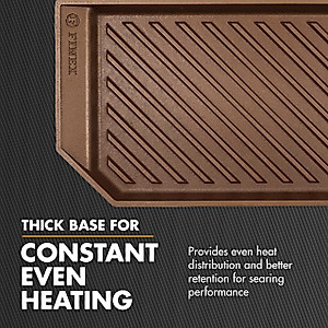 FINEX 15" Cast Iron Lean Grill Pan, Modern Heirloom, Handcrafted in the USA, Pre-seasoned with Organic Flaxseed Oil