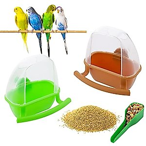 2 Pcs Small Bird Slot Feeder No Mess Cage Hanging Feeder Cup Plastic Food Feeding Box