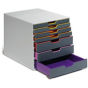 Durable 760727 VARICOLOR 7, Drawer Desk Storage Box, Gray & Multicolor