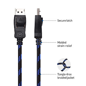 Cable Matters [VESA Certified] 6 ft 32.4Gbps Braided DisplayPort Cable 1.4, 8K 60Hz / 4K 240Hz DisplayPort 1.4 Cable with FreeSync, G-SYNC and HDR for Gaming Monitor, PC, RTX 4080/4090, RX 6800/6900