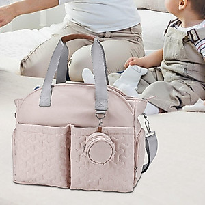 AMLESO Nappy Changing Bag Handbag mom Bag Large Storage Two Front Pockets Bag, Light Pink