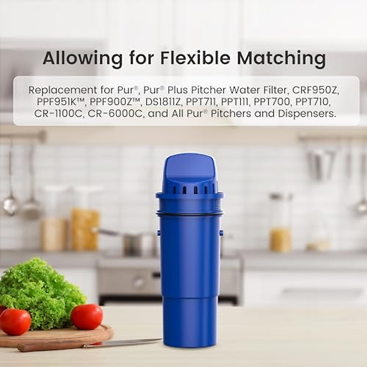 Waterspecialist NSF Certified Replacement Pitcher Water Filter, Replacement for Pur® Pitchers and Dispensers PPT700W, CR-1100C and PPF951K Water Filter (Pack of 4)