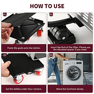 MAOERFUL Furniture Dolly Heavy Duty Furniture Movers with 5 Silent Rubber Wheels Carbon Steel Panel Furniture Lift Mover Tool Set, Perfect for Appliance, Sofa, Tables, Cabinet Piano - Max Load 3300LBS