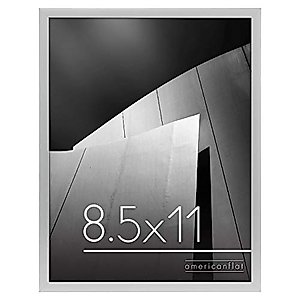 Americanflat 8.5x11 Picture Frame in Silver - Thin Border Frame with Shatter Resistant Glass - Horizontal and Vertical Formats for Wall and Tabletop