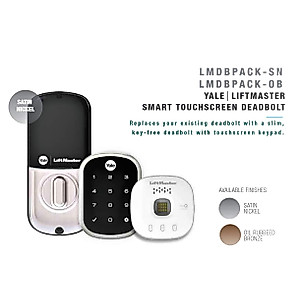 Liftmaster myQ Key Free Smart Lock with Touchscreen, Deadbolt, Oil Rubbed Bronze with myQ Smart Garage Control Control (LMDBPACK-OB & 821LMC)