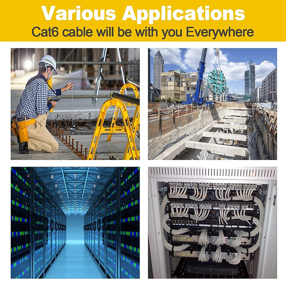 Cat 6 Outdoor Ethernet Cable 328ft, Cat 6 UTP-Unshielded Twisted Pairs Cable 23AWG, Heavy Duty High Speed, Waterproof, Direct Burial, In-Ground, UV Resistant, Cat6 Internet Network Cable, Cat 6 300+ft