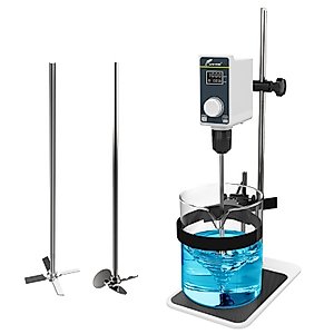 LAB FISH Overhead Stirrer Lab Stirrer | Stirring Rod and Stainless Steel Stand | Mixer Adjustable Speed 100-1500RPM Capacity 20L 20000 mPas Timing 1min-24h AC 100-240V 50W