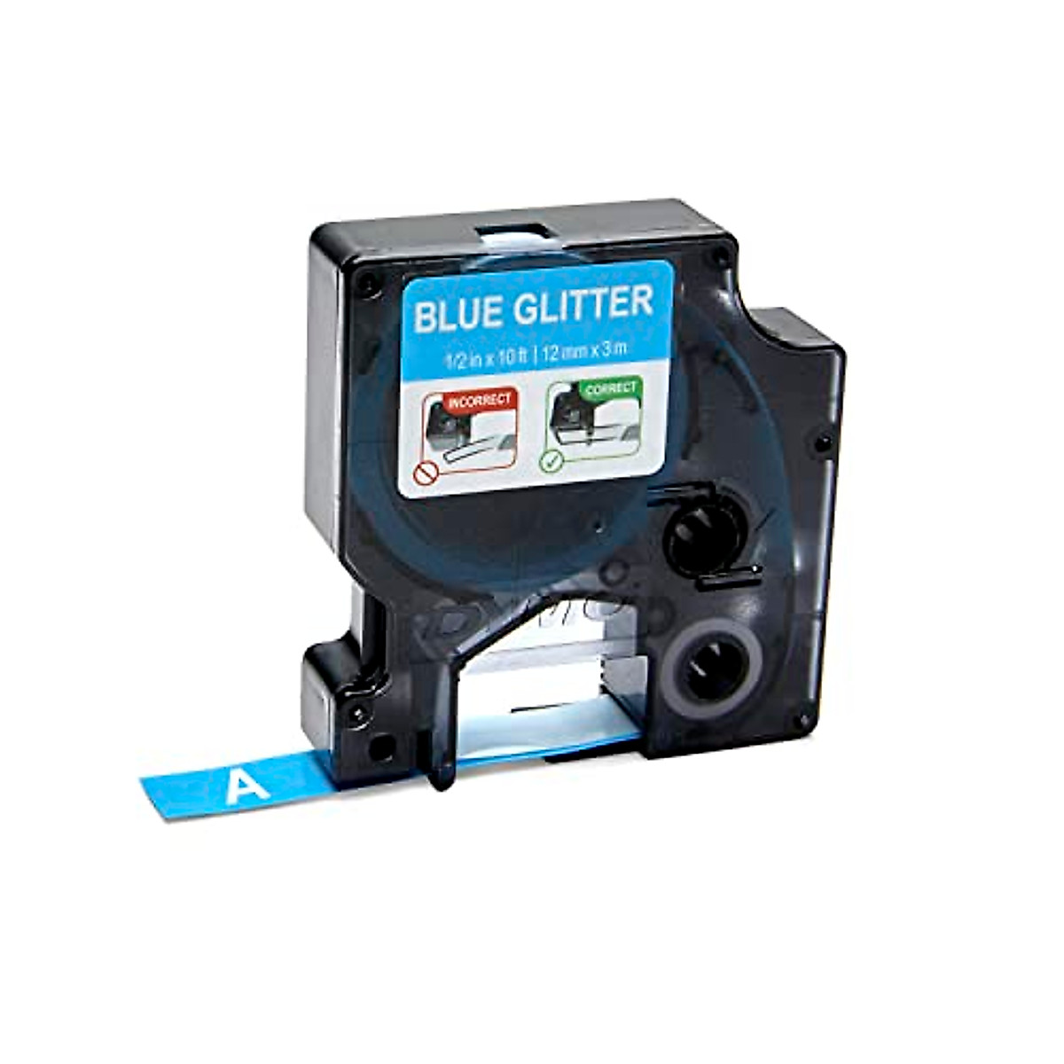 DYMO COLORPOP Authentic Label Maker Tape, 1/2" W x 10' L, White Print on Blue Glitter, D1 Standard