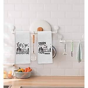 Happy Camper Kitchen Towels Set - Camper Gifts, RV Gifts, 2 Pieces 16 X 24 Inch Camper Hand Towels, Bathroom Hand Towels, Hand Towels for Bathroom, RV Accessories for Inside